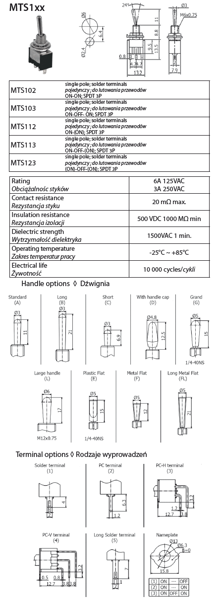 MTS102; toggle switch; | Micros
